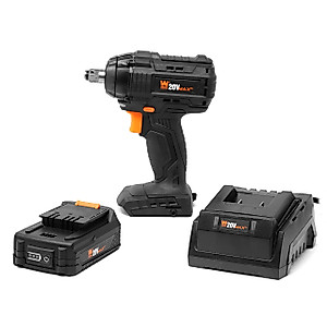 WEN Cordless Impact Wrench, Brushless with 20V Max 2.0 Ah Lithium-Ion Battery and Charger (20107)