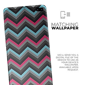 DesignSkinz Sharp Pink & Teal Chevron Pattern Protective Vinyl Decal Wrap Skin Cover Compatible with The Samsung Galaxy S20 (Screen Trim & Back Glass Skin)