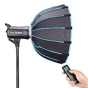 Godox SL60W Kit with Soft Box Softbox (Special Design for SL-60W) 5600K Studio Continuous LED Video Light Lamp 5600K Bowens Mount for Video Recording,Wedding,Outdoor Shooting
