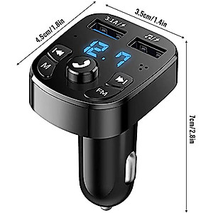 Car Bluetooth FM Transmitter, MP3 Player Transmitter Bluetooth 5.0 Wireless Handsfree 2 USB Charger Kit, Music Player FM Transmitter Wireless Radio Adapter Support SD Card USB Stick