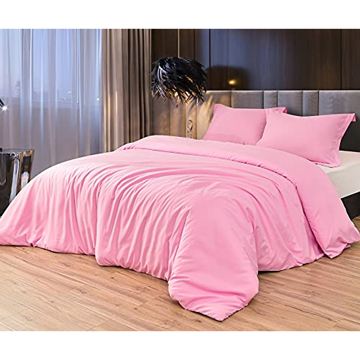 Colourful Snail Duvet Cover 3 Piece Set, Ultra Soft Double Brushed Microfiber Comforter Cover with Zipper Closure and Corner Ties, Queen, Pink