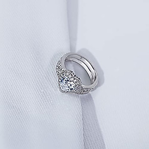 Amazon Essentials Platinum-Plated Sterling Silver Infinite Elements Cubic Zirconia Fancy Pink Heart Antique Ring, Size 7, (previously Amazon Collection)