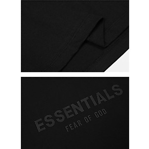 THE DINWEI NICE Hip Hop T-Shirt Ess Letter Print Couples Tee Sweatshirt for Men and Women Short Sleeve Oversized (Black,Small,Small)