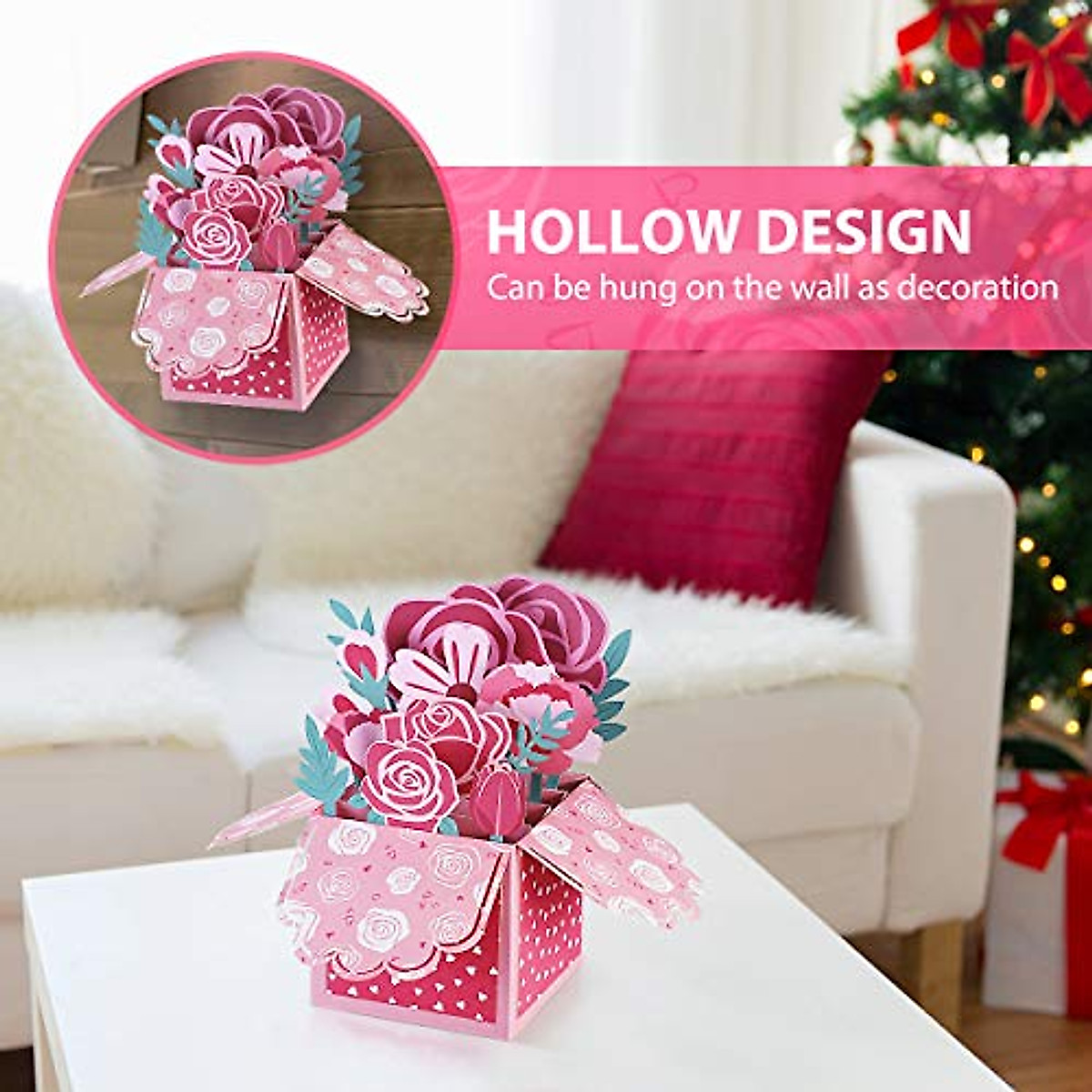 Mother's Day Card 3D Flower Bouquet Pop Up Card Gifts Birthday Greeting Card for Her, Mom, Wife, Thank You Card, Appreciation Card, Anniversary Card, Wedding Card, Handmade Pop Up Car