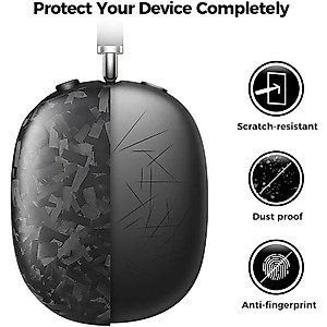 MONOCARBON Real Carbon Fiber Case for Airpods Max(2024 & 2020),Military Grade Protective Hard Cover for Apple Airpods Max Headphone from Daily Scratch,High-End Luxury Essential Accessories