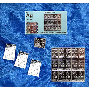 6 One Gram Pure Silver Bullion Bar Divides to 15 One Grain Bars .999 Fine Silver Snaps Apart to Individual 1 Grain Ingots