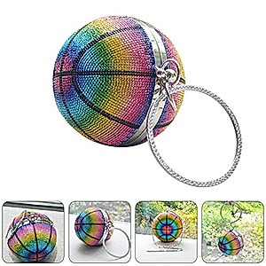 BESTOYARD Ball Shape Clutch Purse Party Handbag Rhinestone Ring Handle Evening Bag