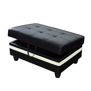 103" W Sectional Couches for Living Room, Sectional Sofa for Living Room Furniture Sets, L Shaped Couch Storage Ottoman, Faux Leather Modular Sectional Sofa Set for Living Room Set, Black White