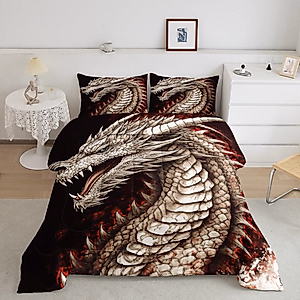 Custom Twin Comforter Dragon - Luxury Dragon Full Size Bedding Dragon Bed Sheets for Bedroom Decor Microfiber Queen Comforter Set Dragon for Boys Girls Dragon Lovers Kids Dragon Bedding Queen