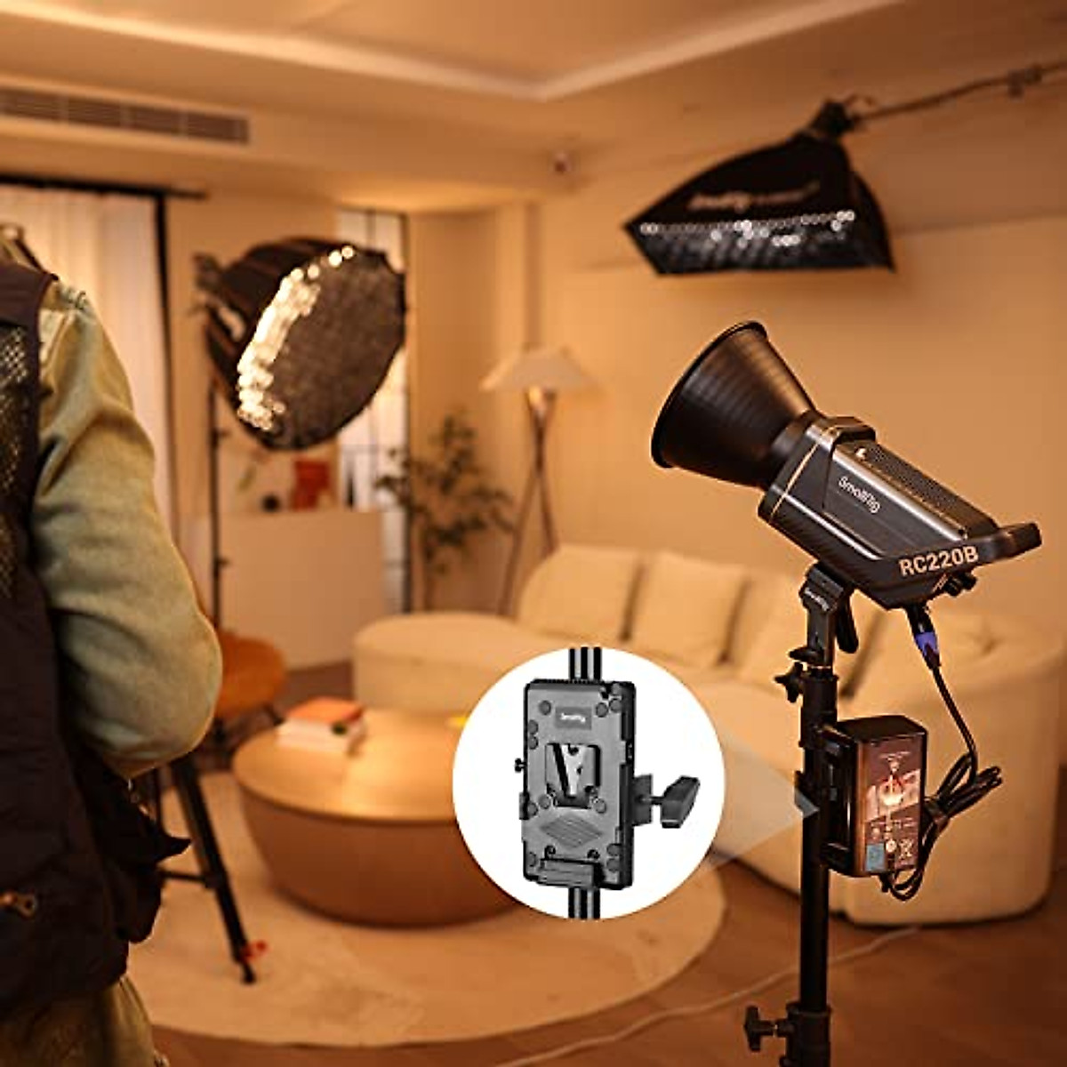 SmallRig V-Mount Battery Plate, Battery Charging Module RA V1 for SmallRig COB Video Light - 3676