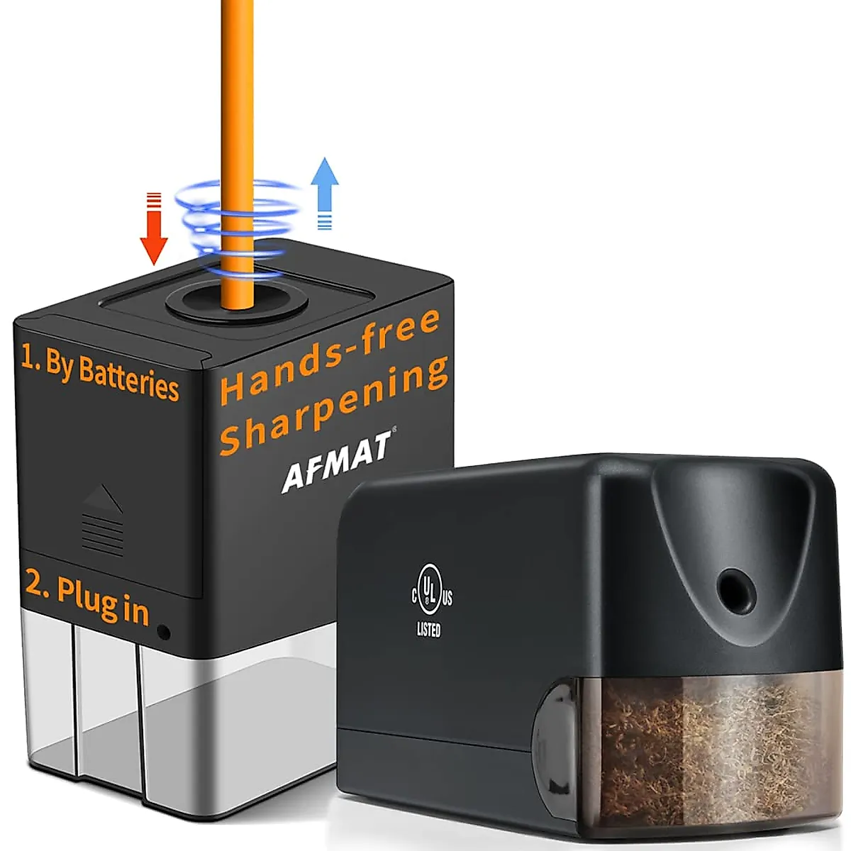 AFMAT Electric Pencil Sharpener Heavy Duty for Classroom + Fully Automatic Hands-Free Pencil Sharpener for Kids (PS13+PSA8)