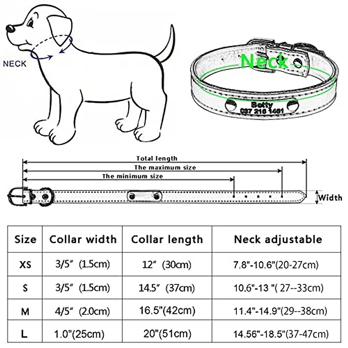 Personalized Leather Dog Collars for Small Medium Large Dogs,Custom Dog Collar with Nameplate, Option to Blue,Pink,Red,Purple,Green,Black,Brown