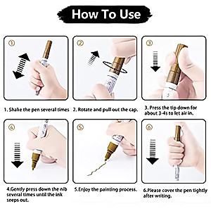 Ebeter Paint Marker Pens - 2 Pack Single color Permanent Oil Based Paint Markers,Quick Dry,Medium Tip,and Waterproof Marker Pen for Wood, Fabric, Plastic,Rock Painting,Metal,Canvas, Mugs,Glass(White)