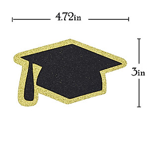 Grad Caps Glitter Confetti for Graduation Party Decorations Congrats Grad Table Decor Class of 2024 High School College Graduation Party Supplies 5.5 inches 12pcs (Gold & Black)