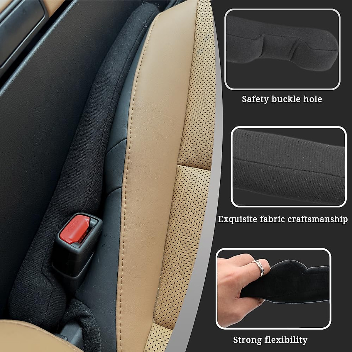 YLXGT Car Seat Gap Filler Universal for Car SUV Truck Accessories Seat Gap Blocker Fit Organizer Fill The Gap Between Seat and Console Stop Things from Dropping Pack of 2 Black