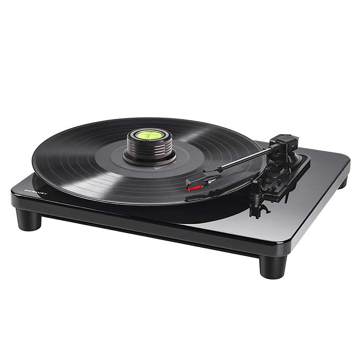 Viborg LP628B Record Weight Stabilizer, Turntable Level and Strobe Scale All-in-one, 280G LP Disc Stabilizer Vinyl Clamp for Phonograph (60Hz, Black)