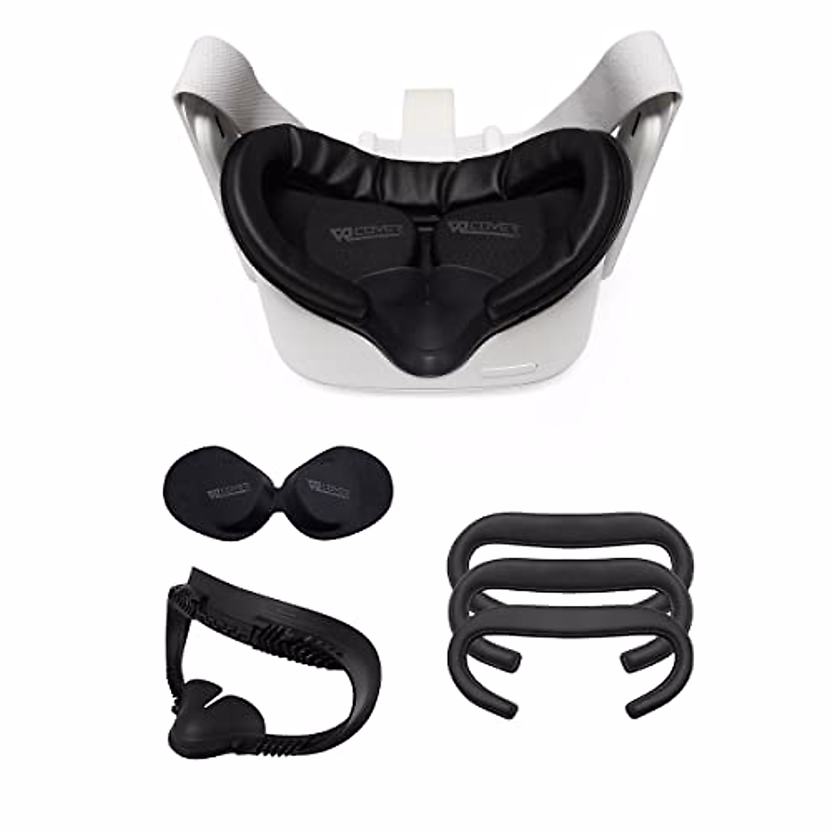 VR Cover Fitness Facial Interface Bracket & Foam Comfort Replacement with Lens Protector Cover for Oculus/Meta Quest 2 (Dark Grey & Black + Comfort Foam)
