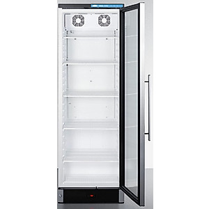 Summit Appliance SCR1301 24" Wide Commercial Glass Door Beverage Center with Lock, Digital Thermostat, Automatic Defrost, Heavy Duty Adjustable Shelves, LED Lighting Inside Door