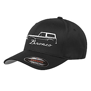 1966-77 Ford Bronco 4x4 Classic Outline Design Flexfit hat Cap Small/Medium Black