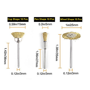 SUJAYU Wire Brush for Drill, 30 Pcs Brass Wire Wheel for Drill, Dremel Wire Brush Dremel Bits Dremel Accessories, Buffing Wheel Drill Wire Brush Drill Sanding Attachment