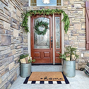 NANTA Navy Blue and White Striped Rug 27.5 x 43 Inches Cotton Machine Washable Indoor Outdoor Stripe Rug for Farmhouse Layered Door Mat