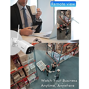 Topodome Wi-Fi Bullet Security Camera Outdoor,1080P RTSP IP WiFi Surveillance Camera, Humanoid Detect/ 2-Way Audio/Siren Alarm/SD Card/Night Vision, Weatherproof IP66 Metal Case (White)