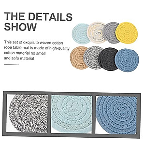 FELTECHELECTR 8pcs Cotton Rope Coaster Braided Placemats Glass Coasters for Drinks Desk Mat for Desktop Cotton Trivets DIY Woven Coasters Straw Braided Coasters Teacup Potholders Bowl Mats Jute
