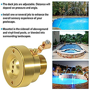 Hihitomorrow 3 Hole Pool Brass Deck Jet Nozzle with Ground Lug for Swimming Pool Spa Fountain Water Hole Pump, Triple Streams Jet Nozzle