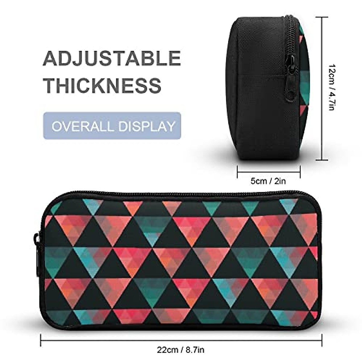 Retro Triangle Pencil Case Pencil Pouch Coin Pouch Cosmetic Bag Office Stationery Organizer