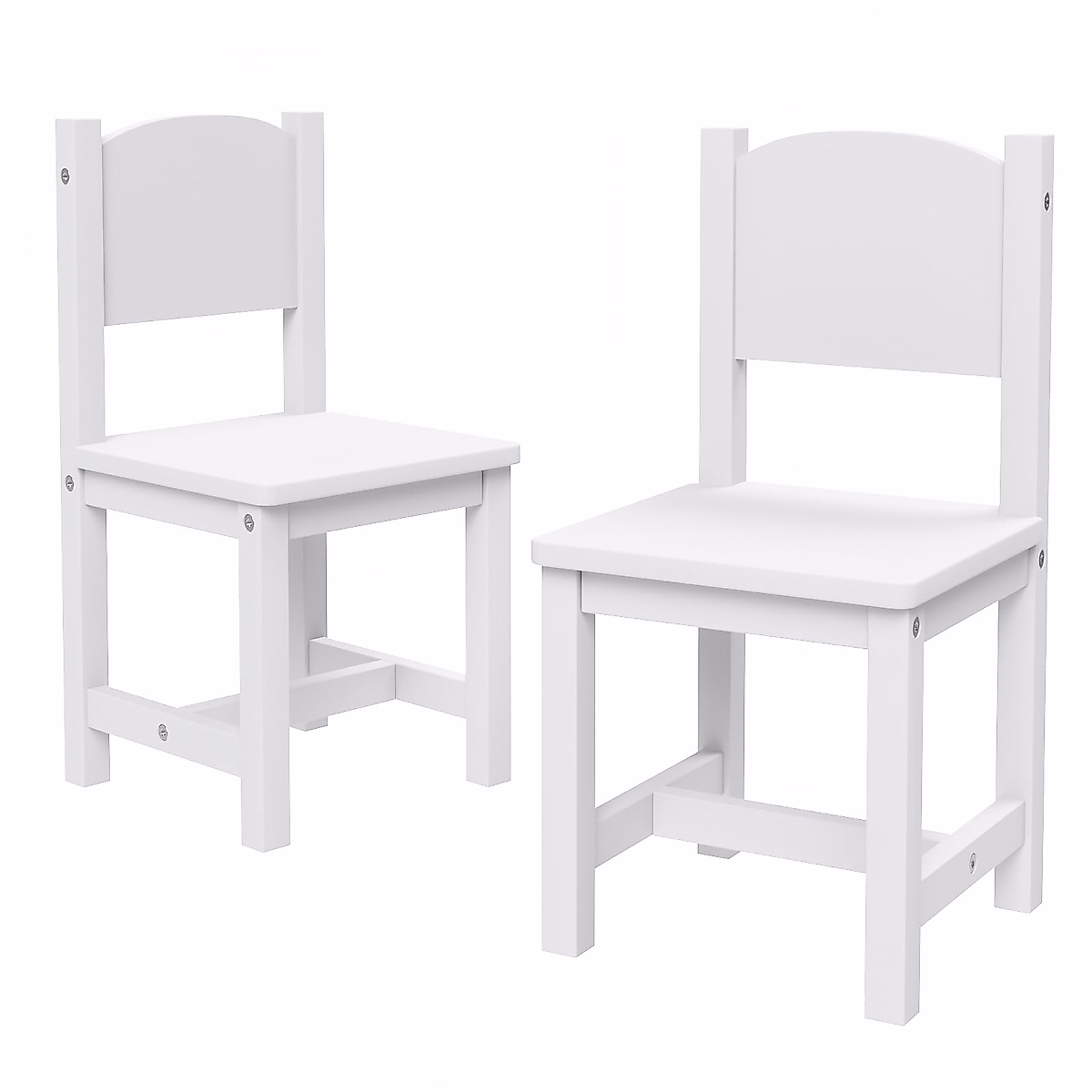 Timy Toddler Wooden Chair Pair, Kids Furniture for Eating, Reading, Playing 2 Pack (White)