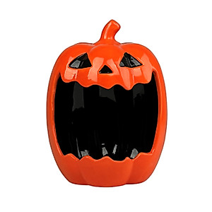 10 Strawberry Street Jack O' Lantern Candy Dish, 6.5" x 10", Orange/Black