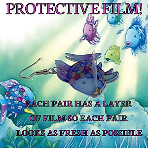 Rainbow Fish Earrings for Teachers, Educators, Librarians and more. Super cute Rainbow Fish Book Earrings for Women. Great Pair of Teacher Earrings for Back to School, Book Fairs, Reading Events and