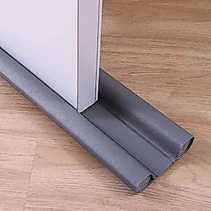 Door Draft Stopper Weather Stripping Noise Blocker - Under Door Draft Noise Blocker Gap Stoppers Entry Door Draft Guard for Bottom of Doors Adjustable (Gray)