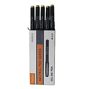 Shalipa Liquid Ink Rollerball Pens 5 Pack Black Roller ball pen 0.5mm ball pen Writing pen for students' office (Gold)