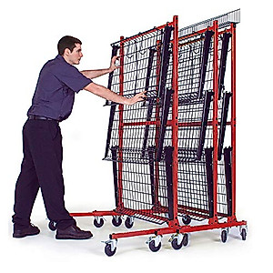Prolific Parts Caddy Pro - Auto Body Parts Rack with Wheels - 50"W x 73"H x 31"D - Multiple Shelf Positions – All Steel Construction - RED