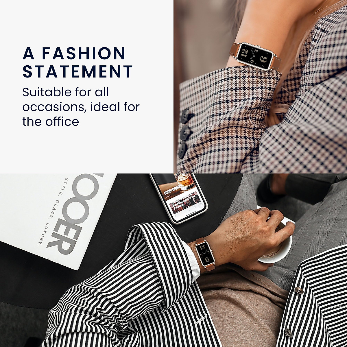 kwmobile Real Leather Watch Strap Compatible with Huawei Watch Fit Mini - Fitness Tracker Replacement Sports Wristband with Clasp