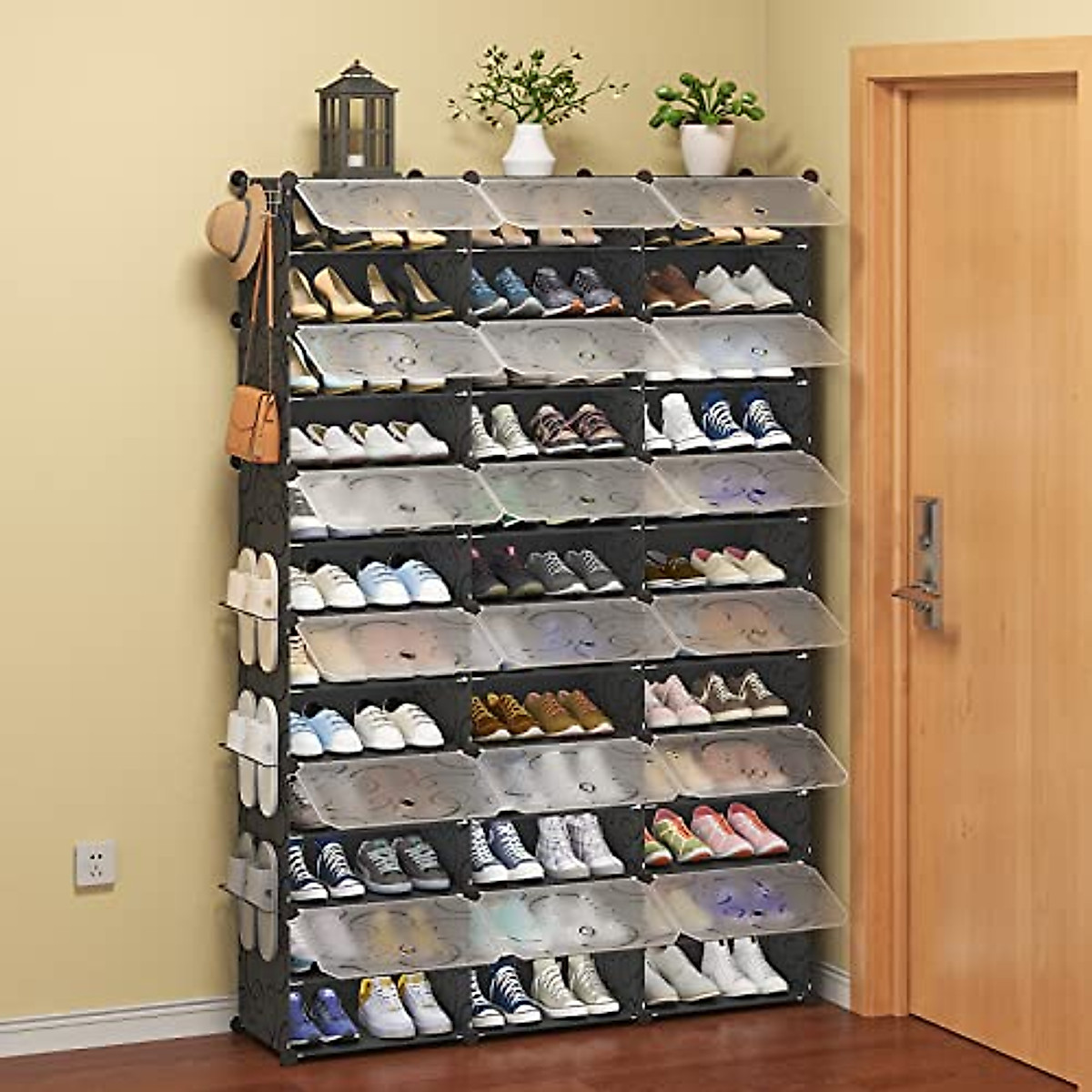 MAGINELS 72-Pair Shoe Rack Organizer DIY Storage Cabinet Shelf for Entryway, Closet,Black