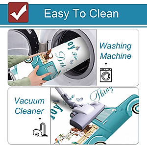 2 Pieces Kitchen Mats Floor Area Rug Set Farmhouse Teal Truck Cute Dog Non-Slip Doormat, Indoor Water Absorbent Standing Runner Rugs for Home Decor Spring Flower Butterfly Aqua Plaid