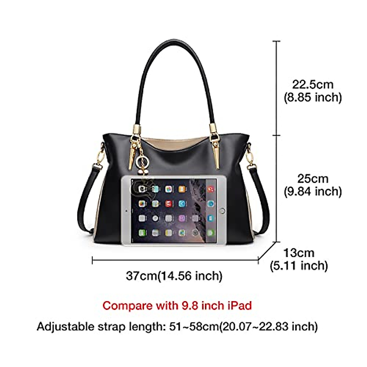 FOXER Women Handbag Leather Purse Lady Tote Shoulder Bag Top Handle Bag Valentine's Day Gifts (Black5)