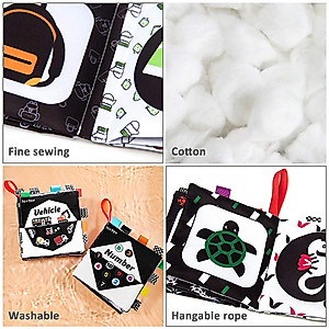 teytoy Baby Soft Cloth Book Set 6 PCS, Black and White High Contrast Baby Activity Crinkle Books for 0 3 6 9 12 Months Newborn Infants Babies Boys and Girls Early Educational Learning Toys