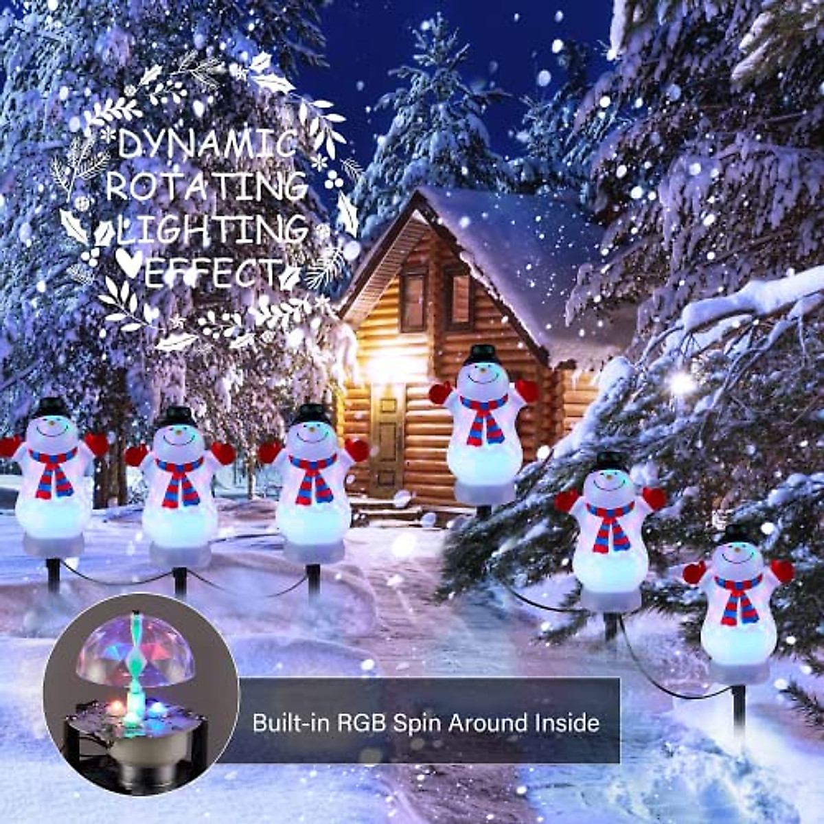 Christmas Snowman Pathway Lights Outdoor Decoration, Snowman Landscape Path Lights Stake, Walkway String Lights for Holiday Outside Yard Lawn Porch Lane Garden Decor, Plug in