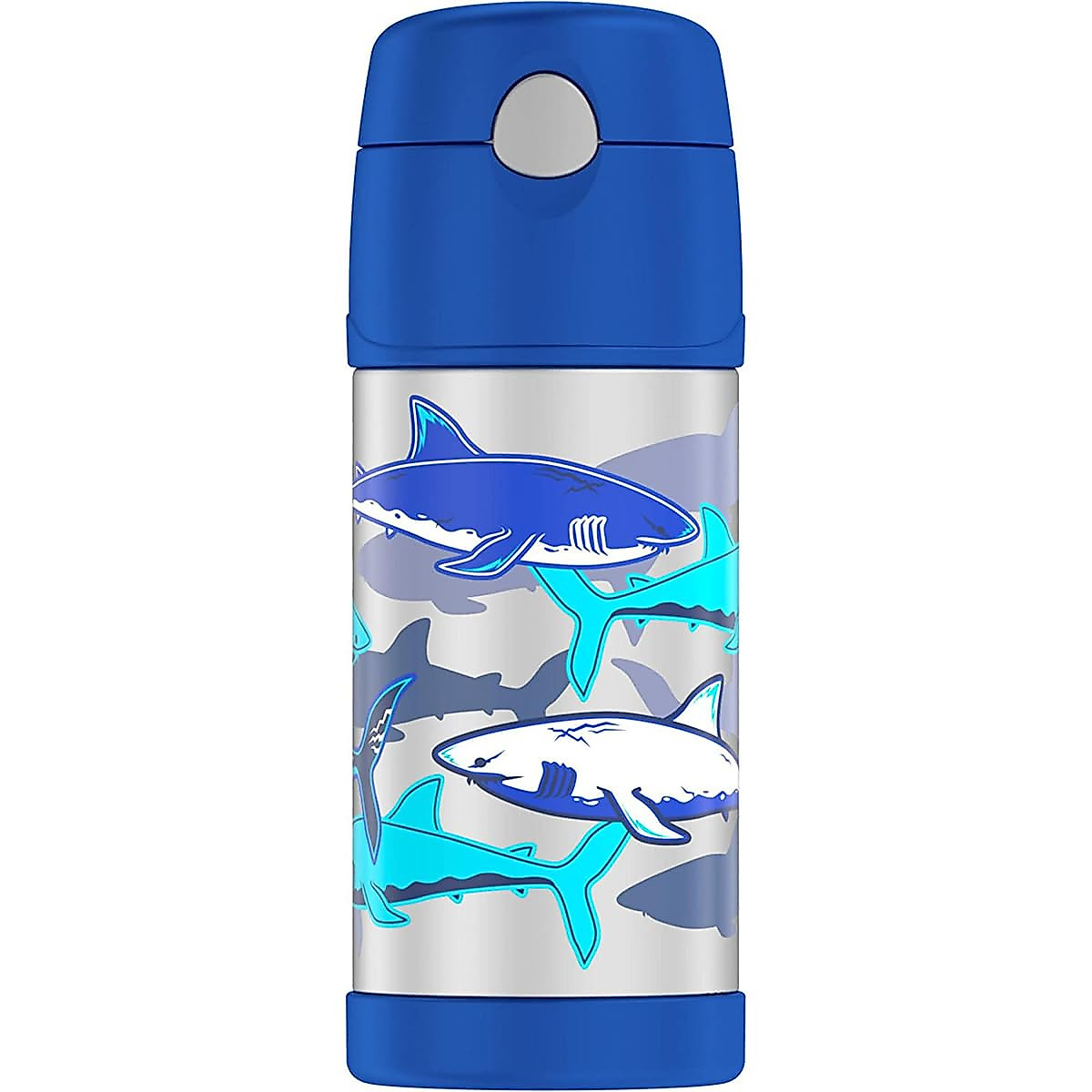 Thermos Funtainer 12 Ounce Bottle, Blue Sharks