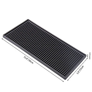 2 Pack Bar Service Mat, Black Salon Barber Work Station Mat, Anti-Slip Flexible Rubber Work Mat for Clippers, Professional Countertop Protection Mat for Bar Service, Sink Mat, Beauty Salon 12"x6"