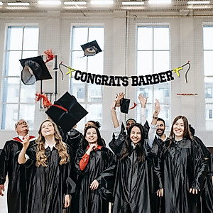 Black Glitter Congrats Barber Banner - Congrats graduation Sign for Barber, Congrats Grad Party Decorations for Barber