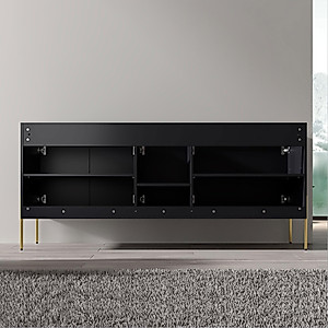 Dowell 72“ Fluted Design Vanity Set – Modern Bathroom Cabinet with Soft-Close Door & Shelf.Charcoal- 002 72 02V