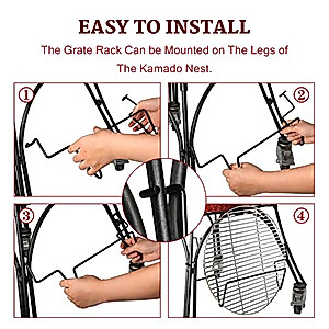 KAMaster Grate Rack for Kamado Grill Classic Grills Powder Coated Steel Perfect Accessory to Store Grill Grate or Plate Setter/Store Grate Rack While Lighting Grill (Large)