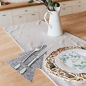 8Pcs Christmas Tree Design Cutlery Bag Home Tableware Cover Table Decor Grey Decor for Celebration Party