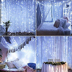 HEYFUNi Fiee Curtain Lights,13ftx6.5ft Safety Window Curtain Icicle String Lights 30V 8 Modes for Christmas Wedding Party Home Garden Bedroom Outdoor Indoor Wall Decorations,White