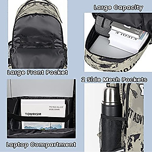 Herdesigns Custom Vintage Backpack for Men Women with Name Personalized Map Globe Compass School Bookbag Backpacks Customized Travel Casual Daypack Laptop Bag