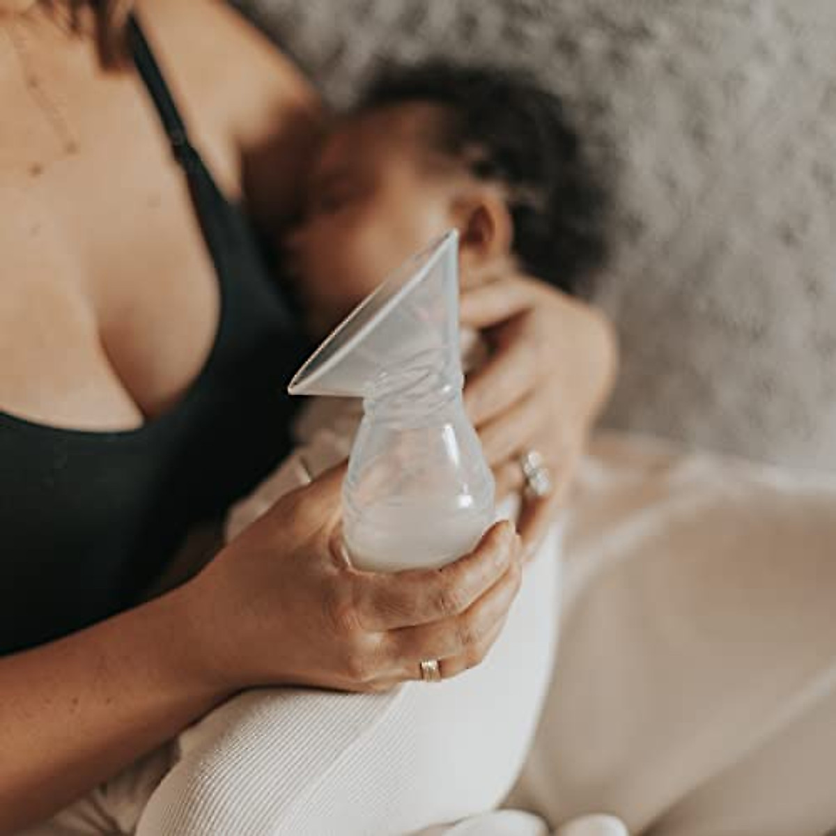 Dr. Brown's Silicone One-Piece Breast Pump Breast Milk Catcher & Travel Bag, 4oz Anti-Colic Options+ Baby Bottle, Level 1 Nipple & Travel Lid